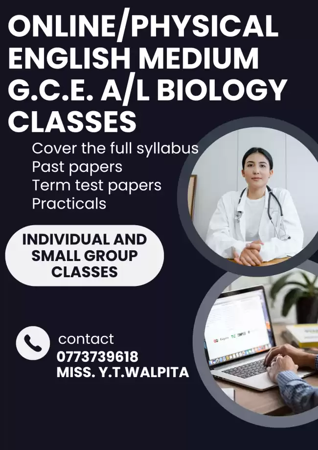A/L English medium Biology Class Online | Biology (A/L - Science (Local ...