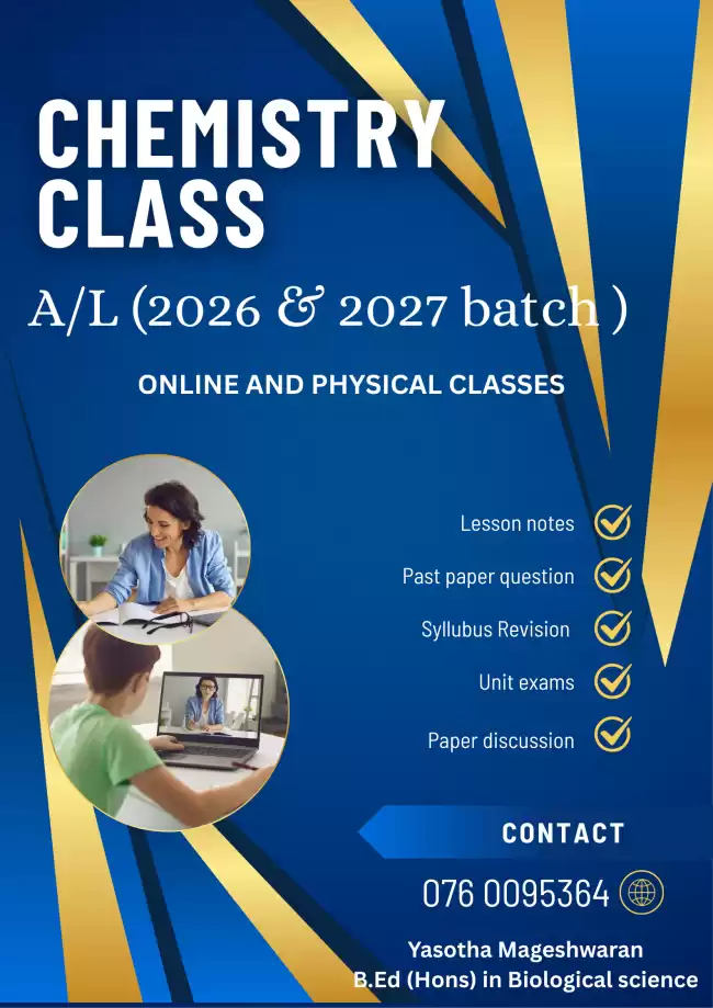 chemistry classes - 2026 & 2027 batch | Chemistry (A/L - Science (Local)) | ONLINE